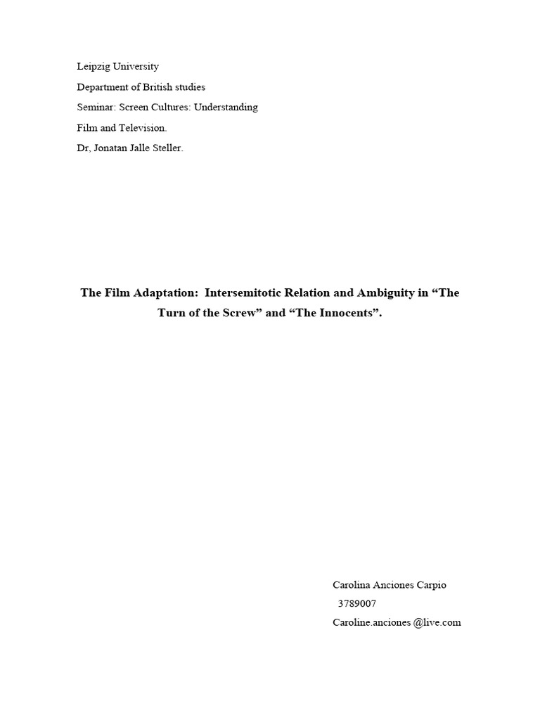 Ambiguity in "The Turn of the Screw" | PDF | The Turn Of The Screw ...