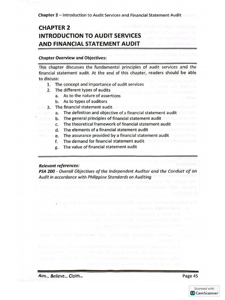 Chapter 2 Introduction To Audit Services and Financial Audit | PDF
