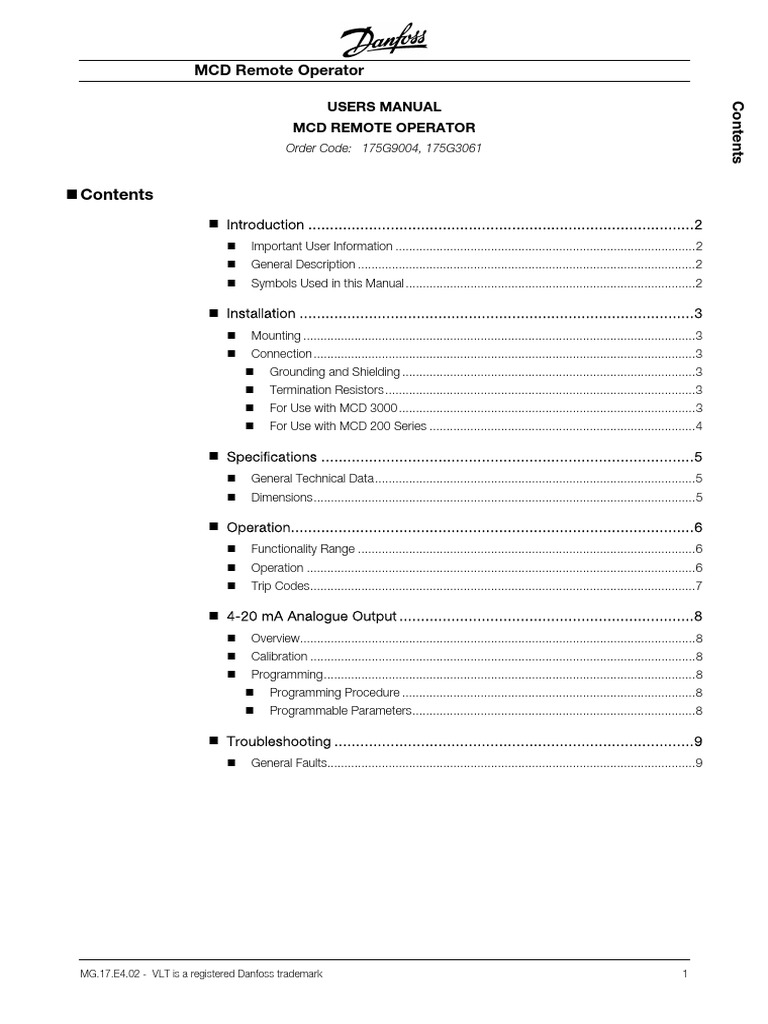MCD 3000 - Remote Operator Manual - EN - MG17E402 | PDF | Parameter (Computer Programming ...