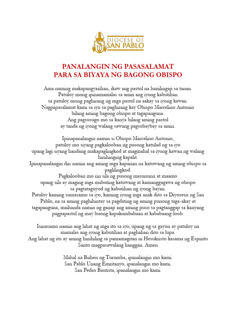 Panalangin NG Pasasalamat | PDF
