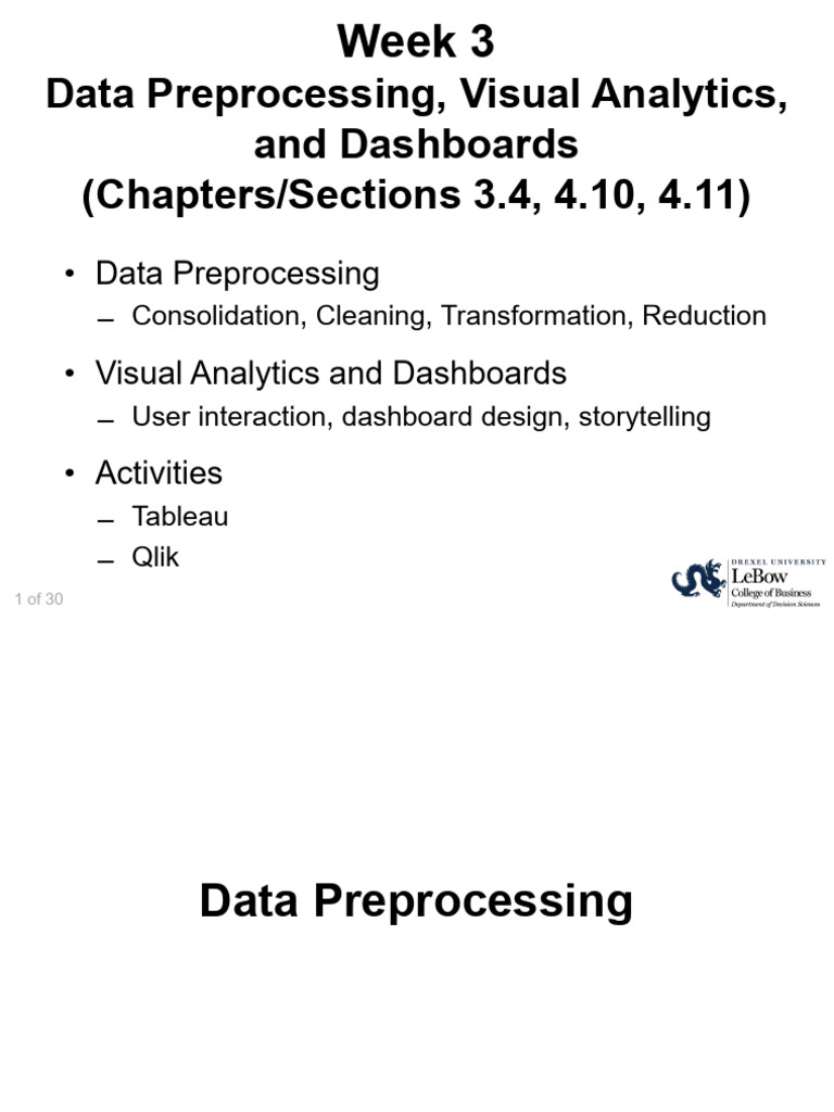 Lecture 03 - Data Preprocessing Dashboards | PDF | Databases | Normal Distribution