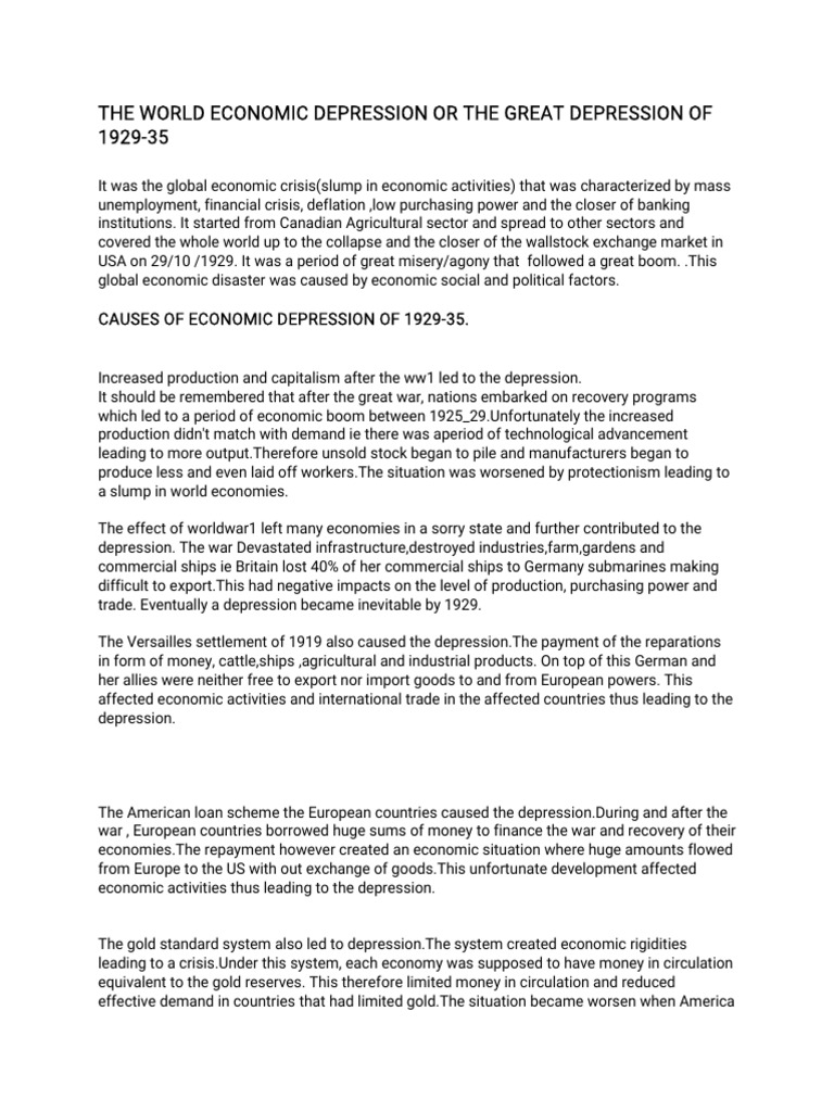 Causes and Consequences of the Great Depression | PDF