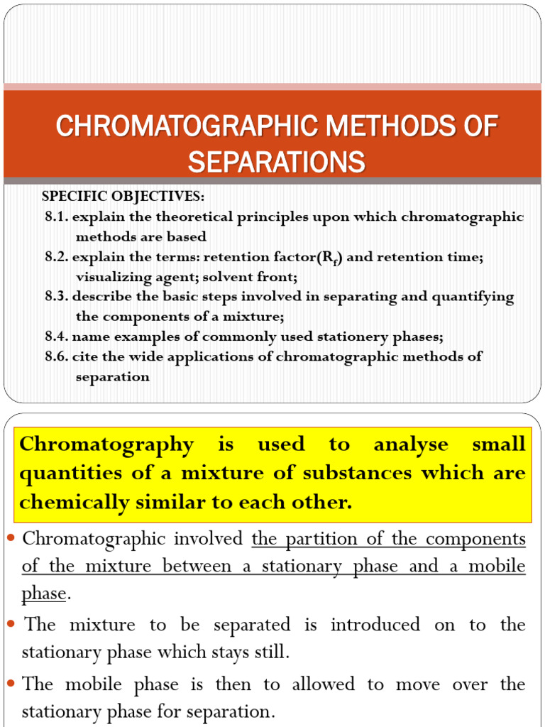 5. Chromatographic Methods of Separations | PDF | Chromatography | Thin Layer Chromatography