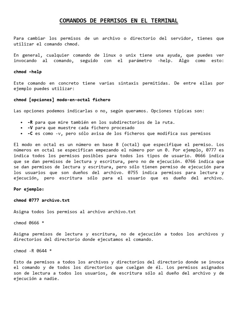 Comando Chmod Linux | PDF | Informática | Software del sistema