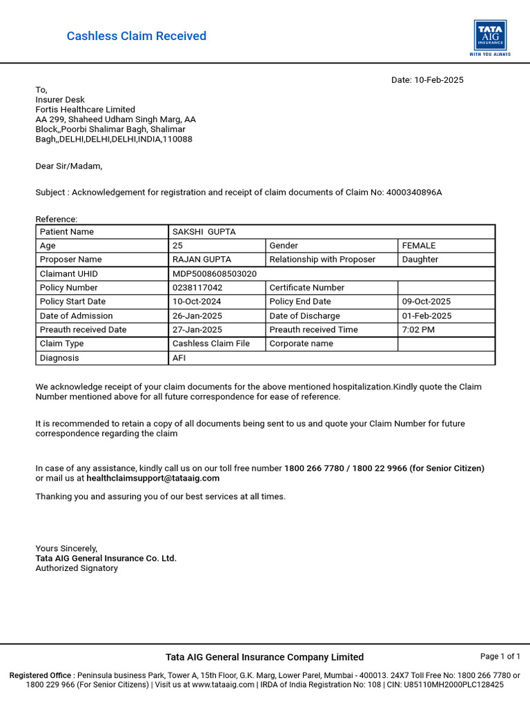 Cashless Claim Received-52 | PDF | Financial Services | Insurance