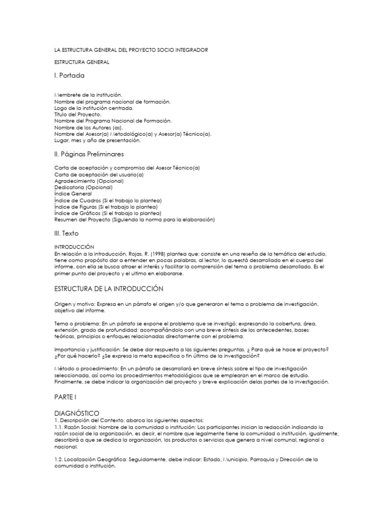 La Estructura General Del Proyecto Socio Integrador | PDF | Presupuesto | Comunidad