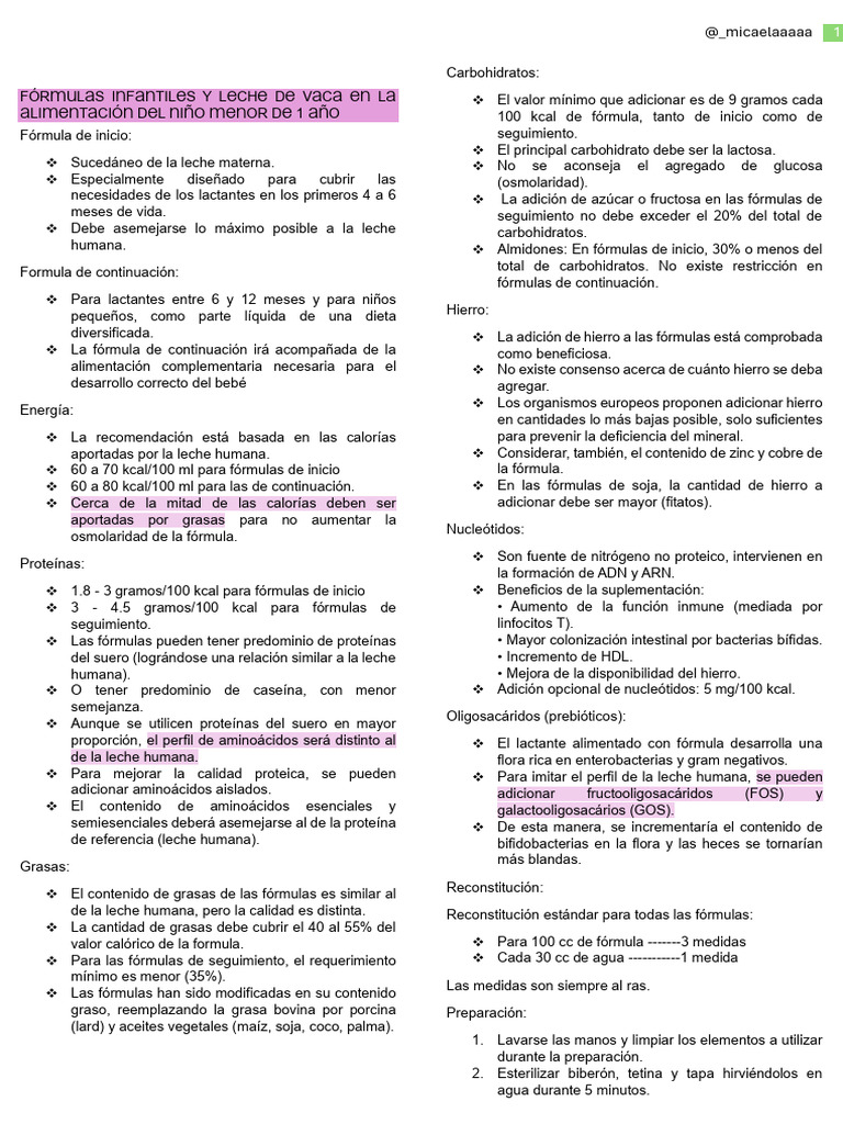 Alimentación Infantil: Fórmulas y Complementos | PDF | Alimentos | Leche