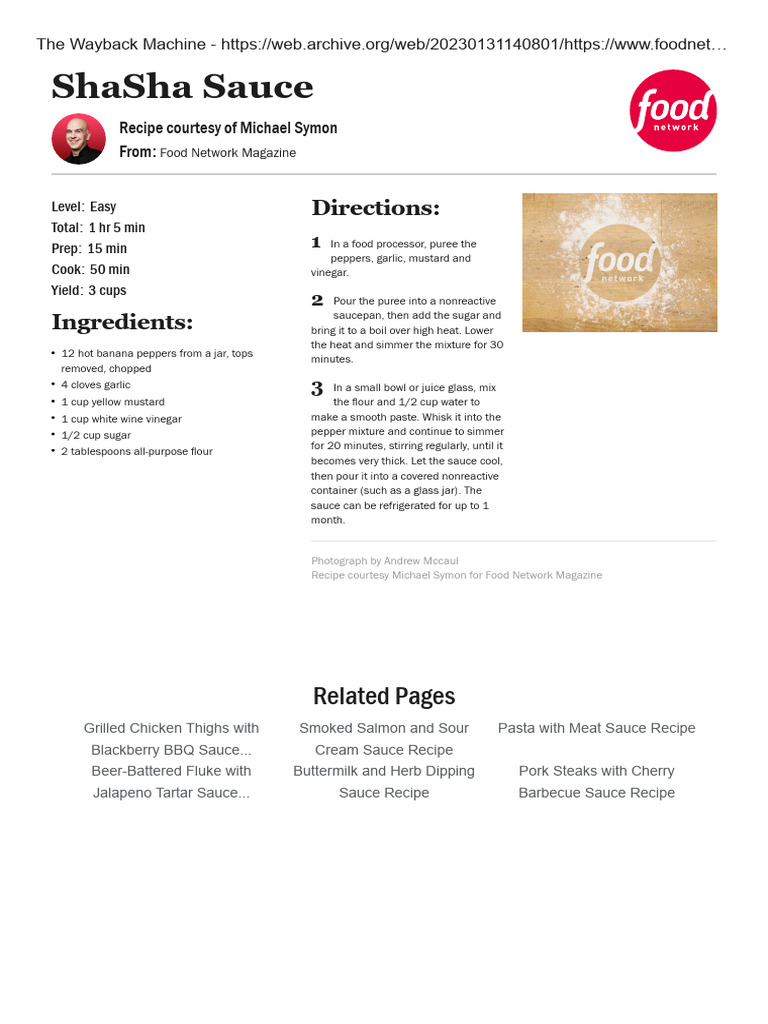 ShaSha Sauce Recipe - Michael Symon - Food Network | PDF