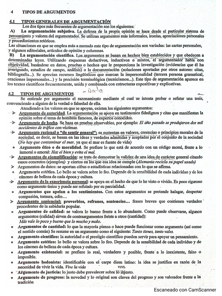 Los Tipos de Argumentos | PDF