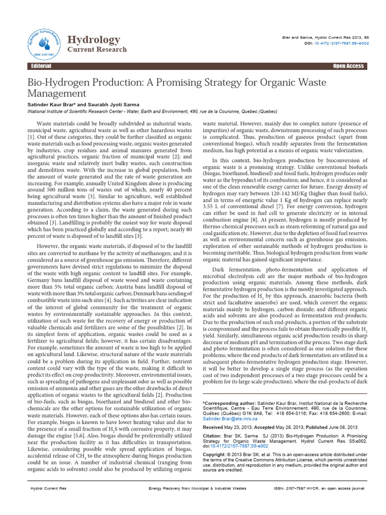 Bio Hydrogen Production A Promising Strategy For o 250303 100031 | PDF ...