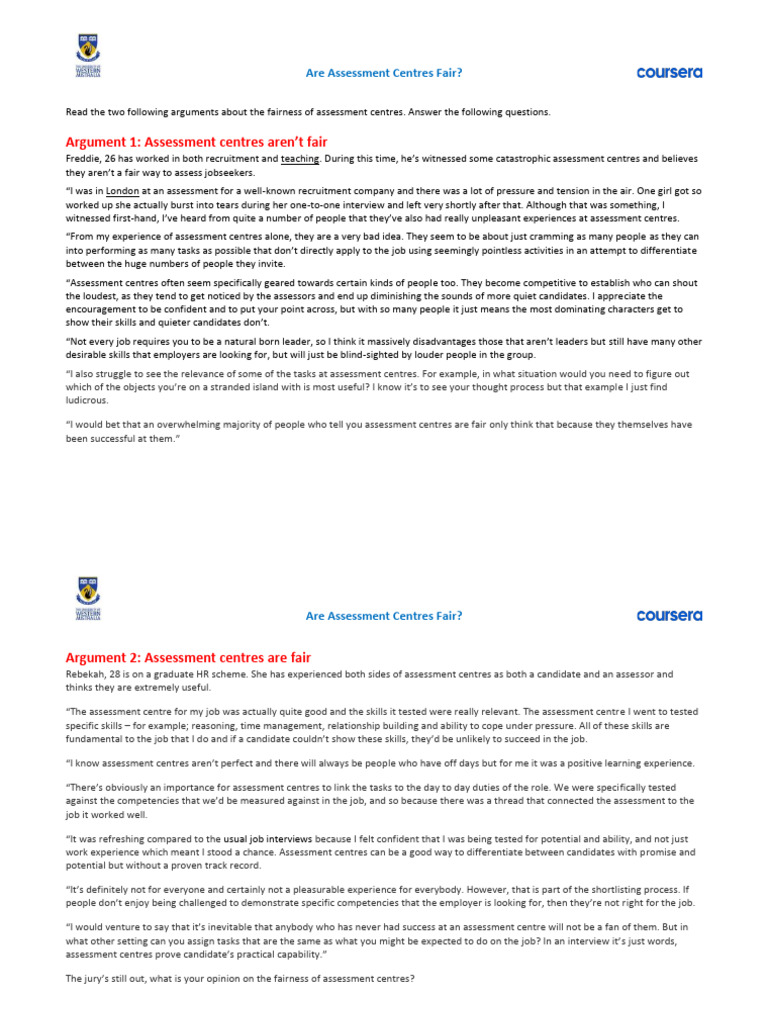 Fairness of Assessment Centres: A Debate | PDF | Experience | Recruitment