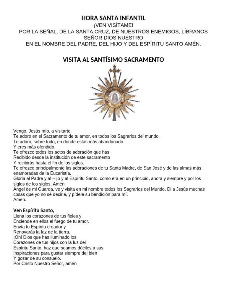 Hora Santa para Niños Jesús Sacramentado | PDF | eucaristía | María, madre de Jesús