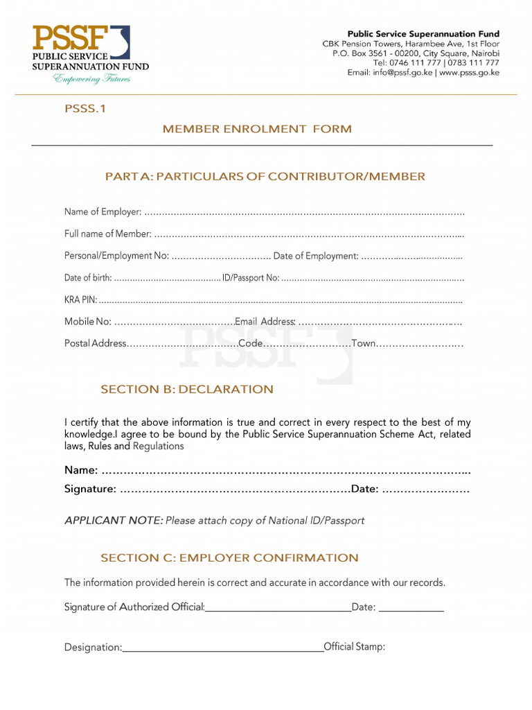Member Enrolment Form | PDF