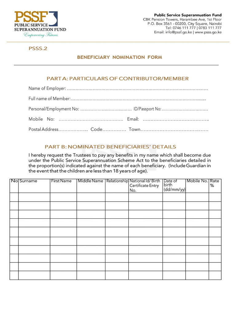 Beneficiary Nomination Form | PDF