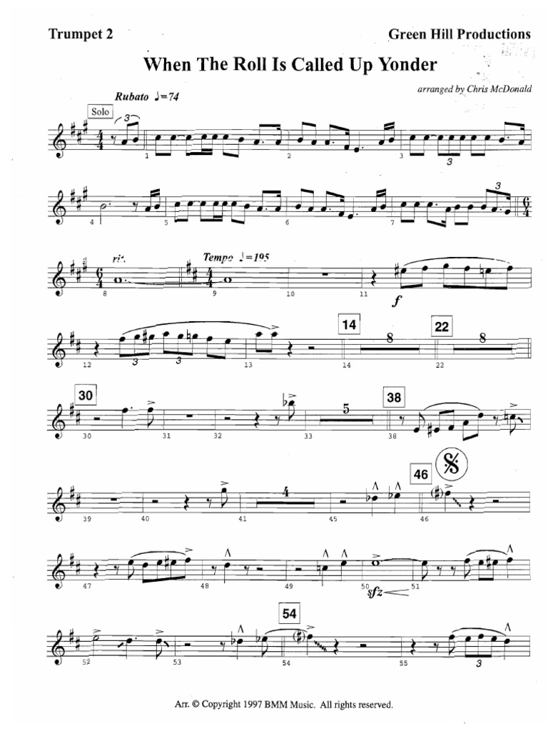 When the Roll is Called Up Yonder - Trumpet II | PDF
