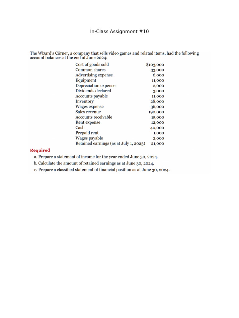 In-Class Assignment #10 1130 | PDF