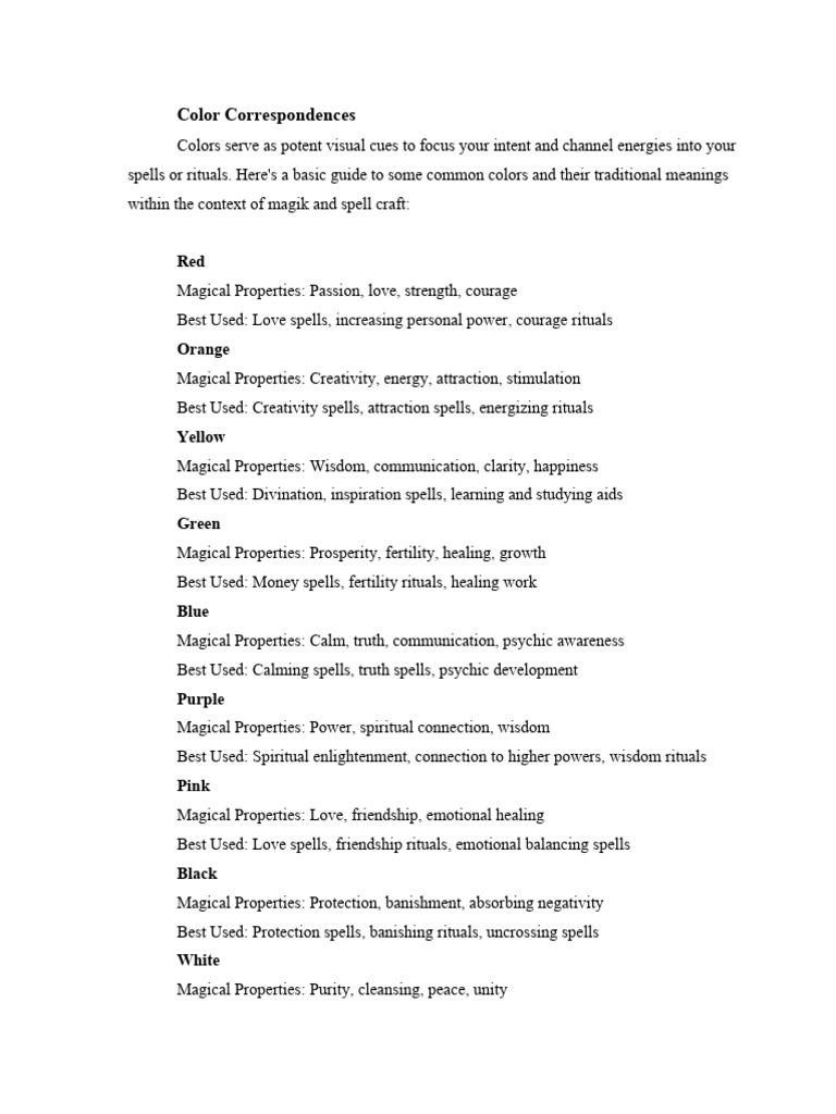Color Correspondences | PDF