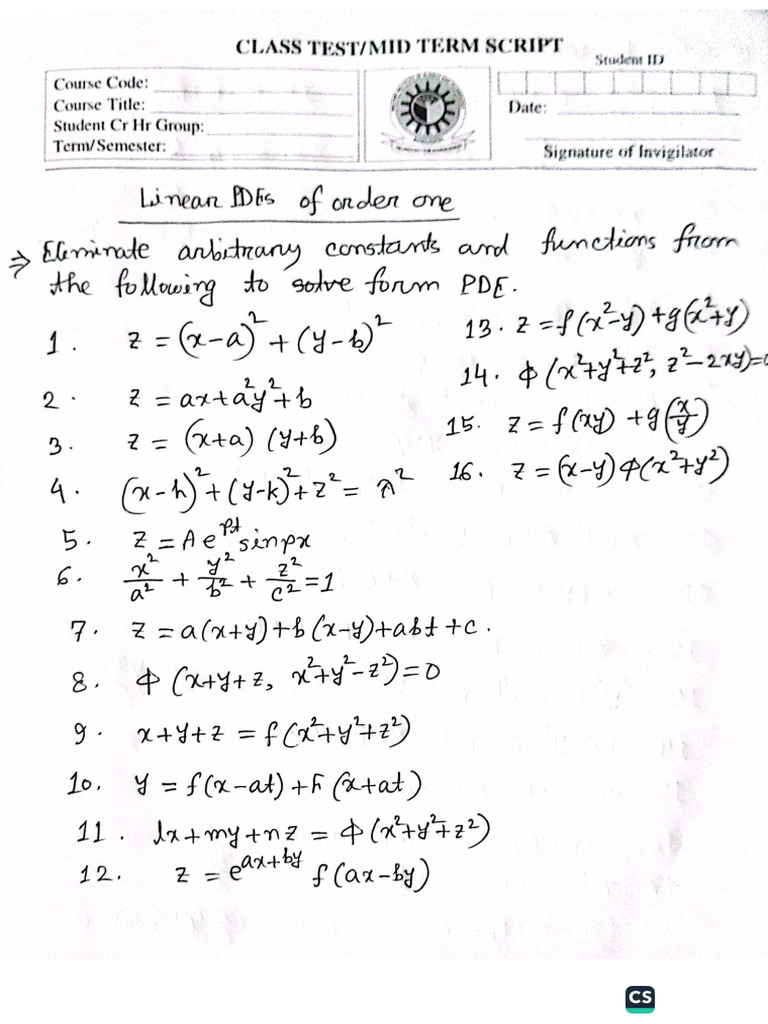 Sample Maths for PDEs | PDF