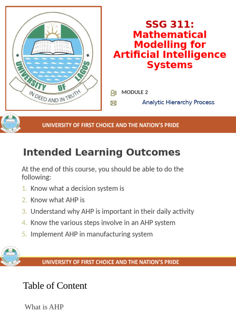 Copy of SSG 311 - Module 2 - Analytic Hierarchy Process | PDF | Applied Mathematics