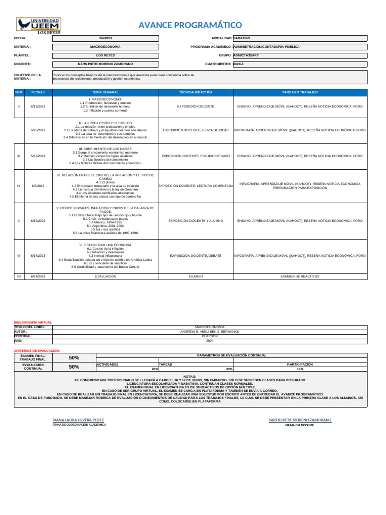 Avance Programatico | PDF | Inflación | Macroeconómica