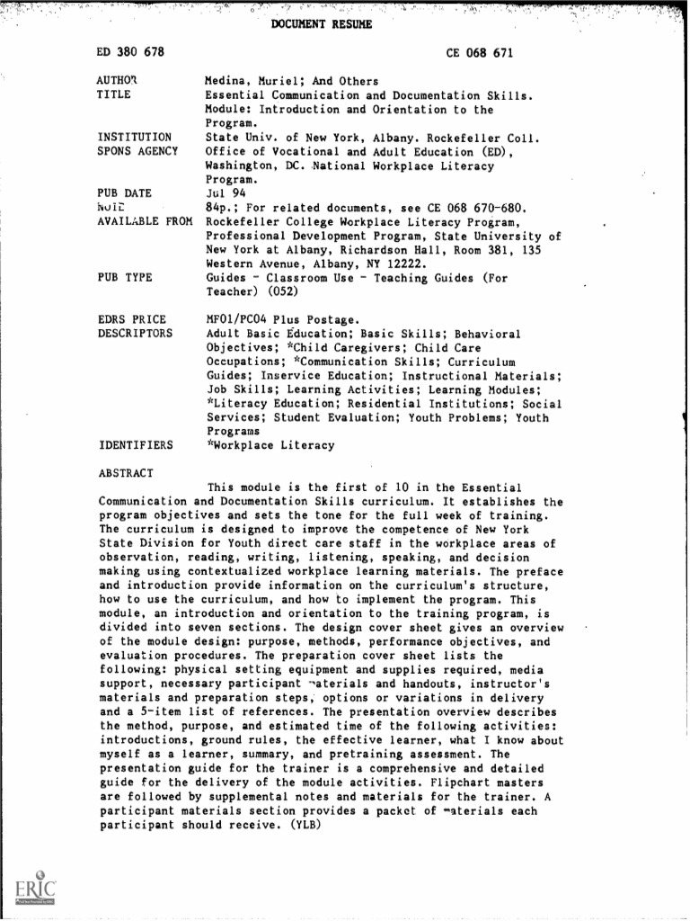 Essential Comm and Doc Skills_Intro to Program | PDF | Literacy | Learning