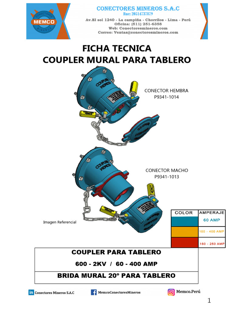 Coupler Mural para Tablero 600-2KV | PDF | Conector eléctrico | Cobre