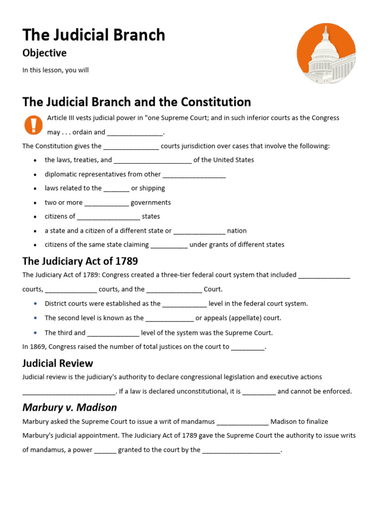 Guided Notes - The Judicial Branch | PDF | Supreme Court Of The United ...