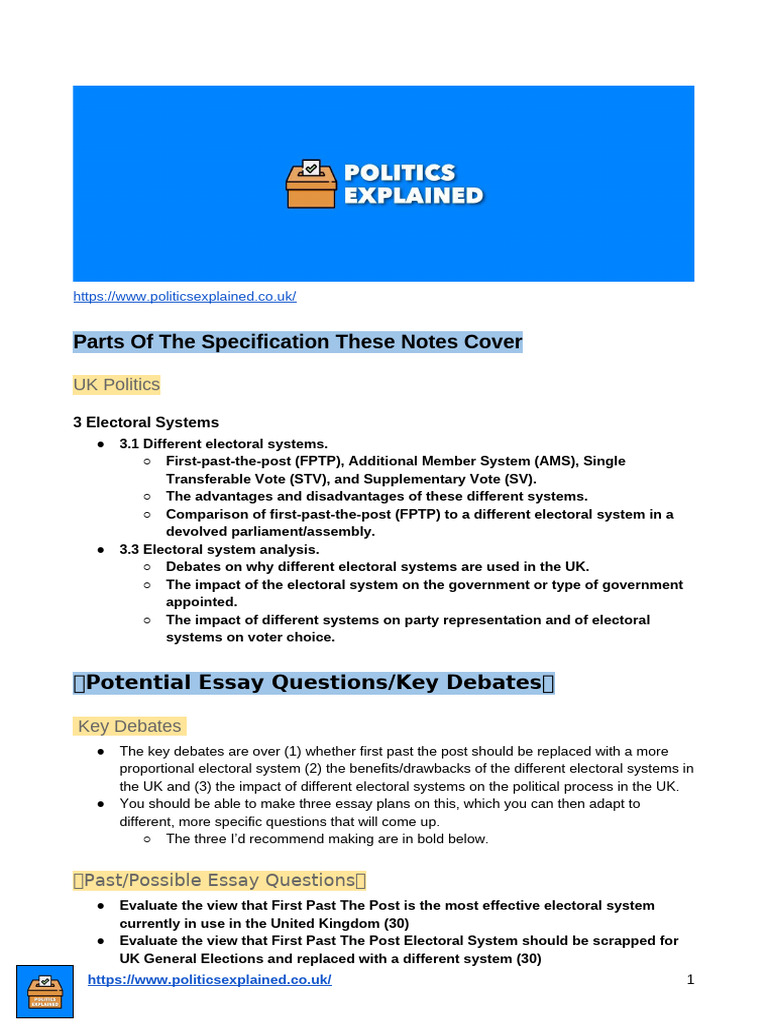 Electoral Systems_Everything You Need To Know For A Level Politics ...
