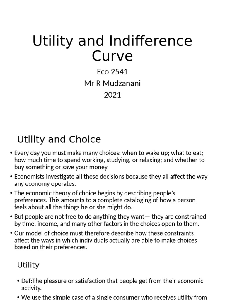 Utility and Indifference Curve | PDF | Utility | Microeconomics
