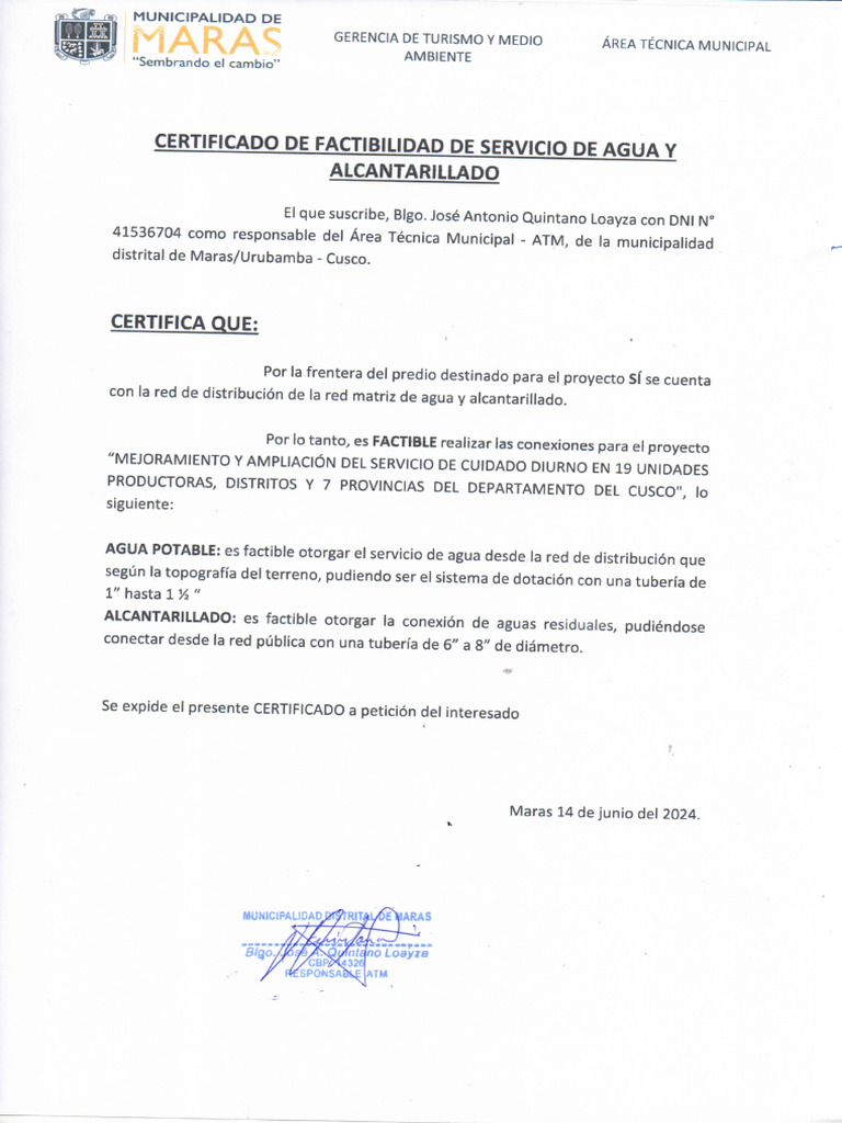 Certificado de Factibilidad | PDF