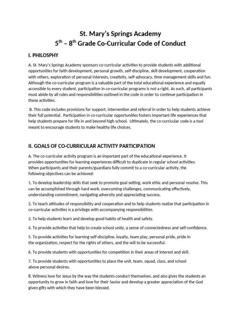 Co-Curricular-Code-for-Grades-5-8 | PDF