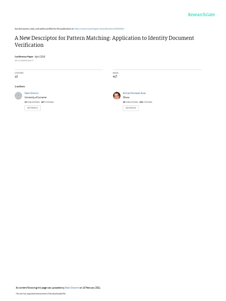 A New Descriptor For Pattern Matching: Application To Identity Document ...