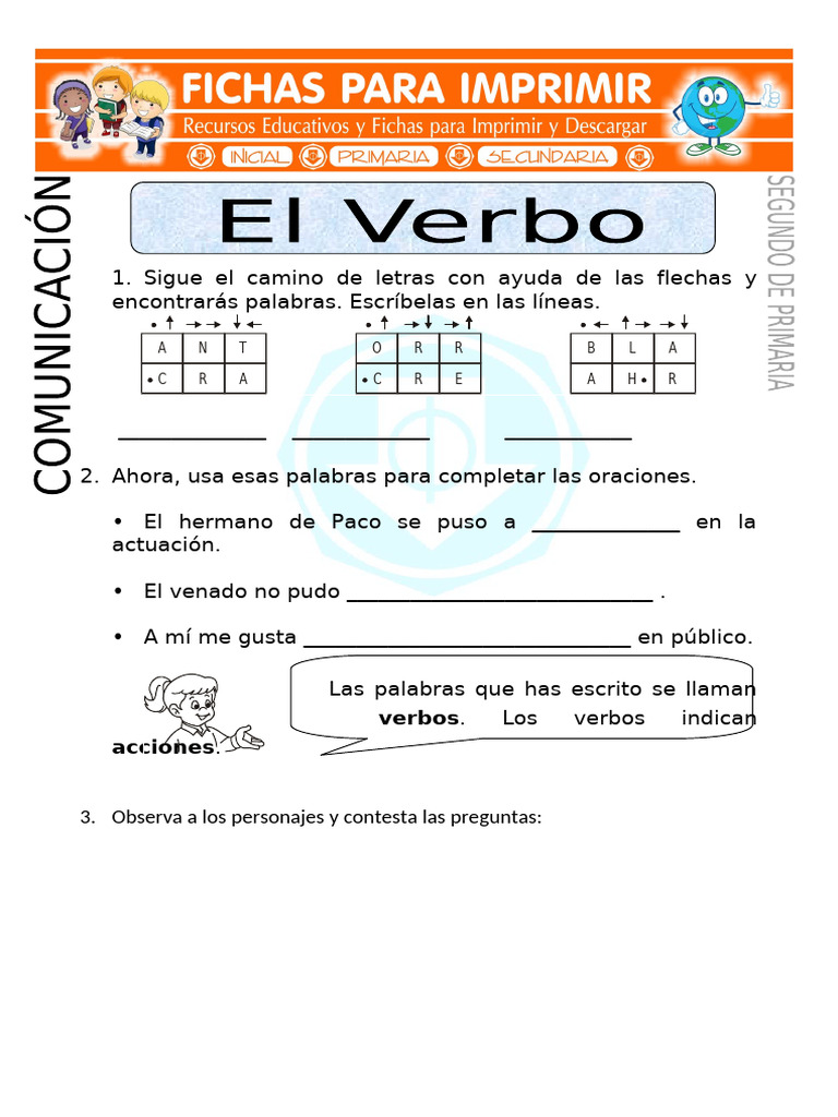 Verbos Y Acciones Para Segundo Grado Pdf