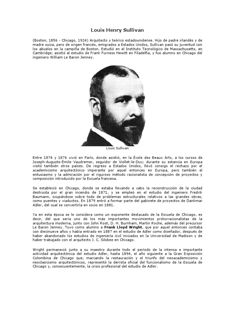 Louis Henry Sullivan | Descargar gratis PDF | Medios de arte | Diseño ...