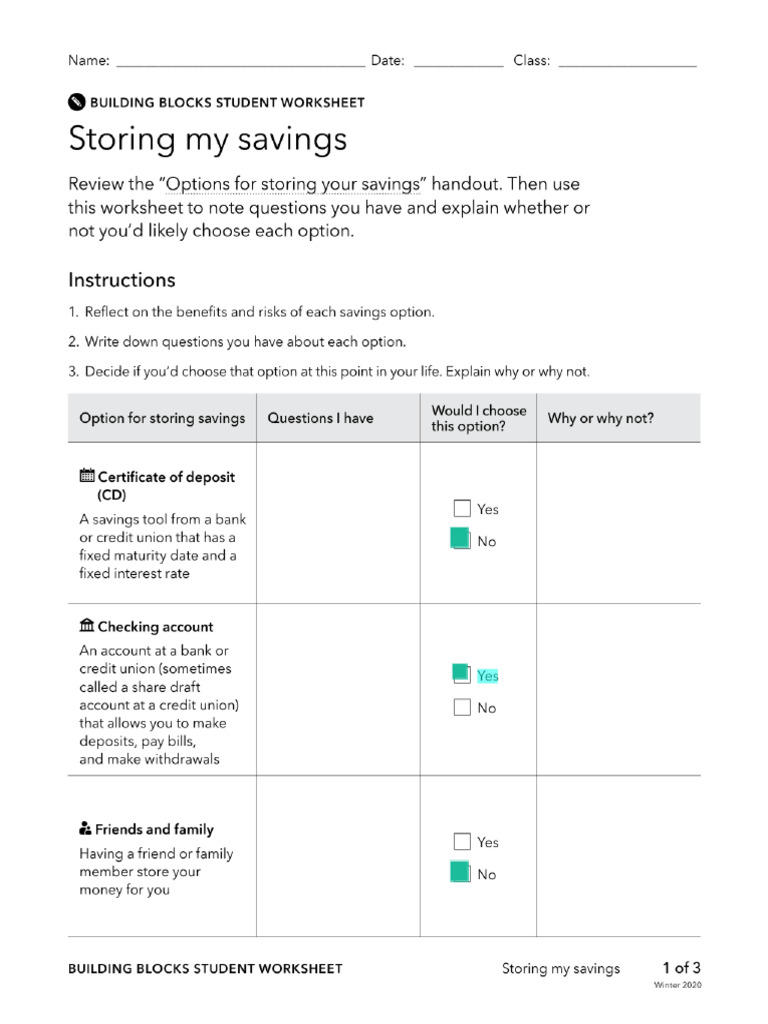 Storing My Savings - Attachment - PDF - Ceyenna Norris - CFPB ...