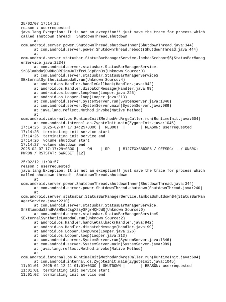 Android Shutdown Thread Log Analysis | PDF | Computing | Software