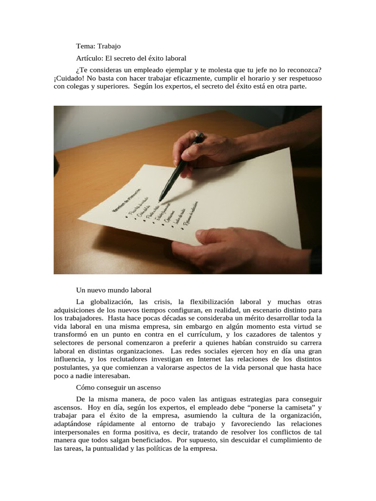 Claves para el éxito laboral actual | PDF | Psicología Social