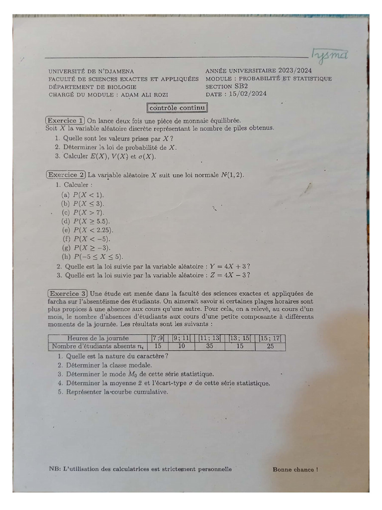 Anciens Sujets SB2 2023-2024 | PDF
