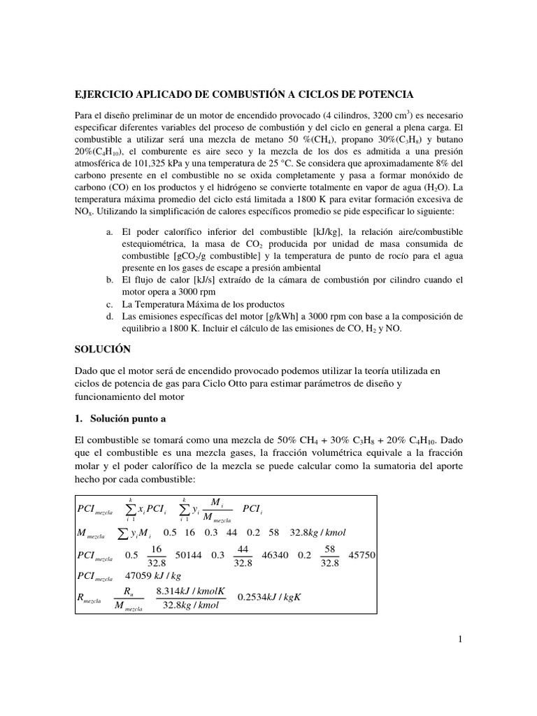 Ejercicio Aplicado de Combustion A Ciclo | PDF | Combustión | Propano