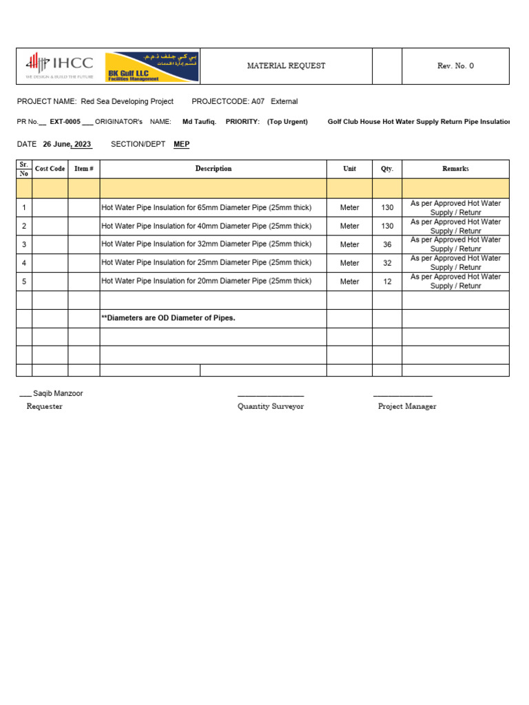EXT 0005 Hot Water Supply Return Pipe Insulation | PDF