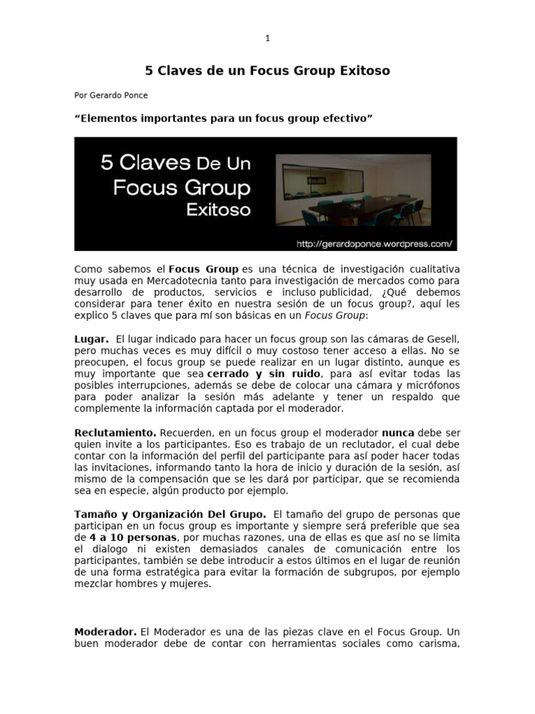 5 Claves de un Focus Group | PDF | Grupo de enfoque | Comunicación humana