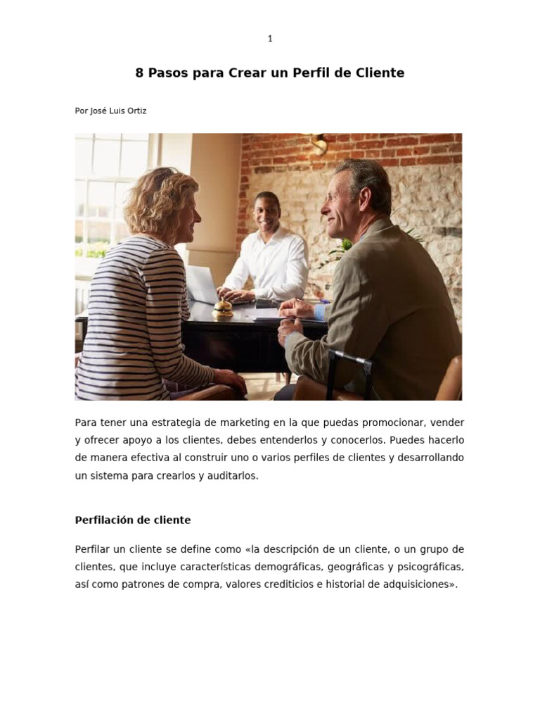 8 Pasos para Crear Un Perfil de Cliente | PDF | Marketing | Cliente