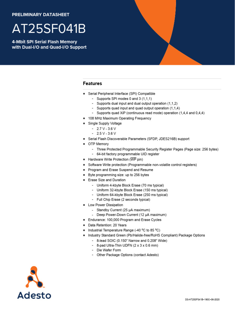At25sf041b 1888127 | PDF | Flash Memory | Input/Output