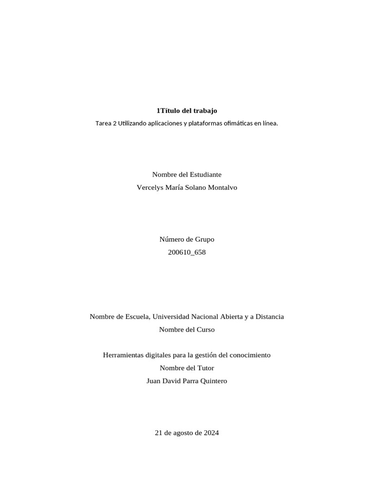 Anexo 1 Formato Entrega Tarea2 Herramientas | PDF | Estilo apa | Citación