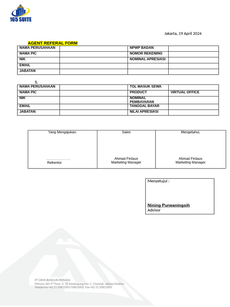 Agent Referal Form | PDF