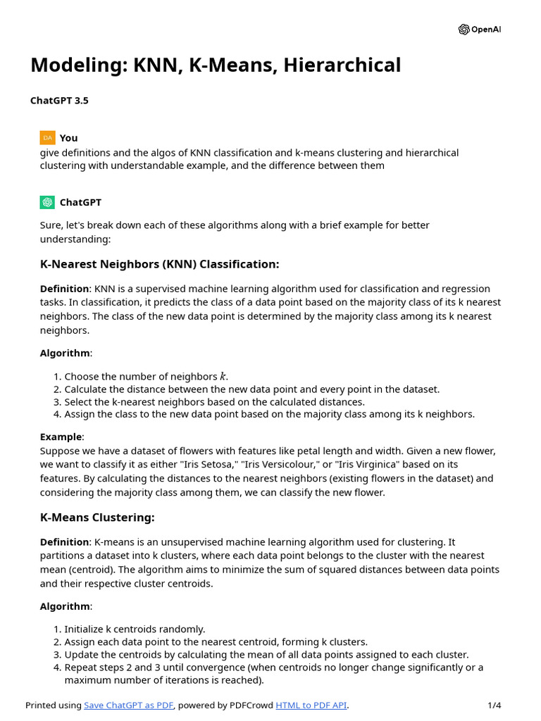 Modeling_ KNN, K-Means, Hierarchical | PDF | Cluster Analysis | Statistical Classification