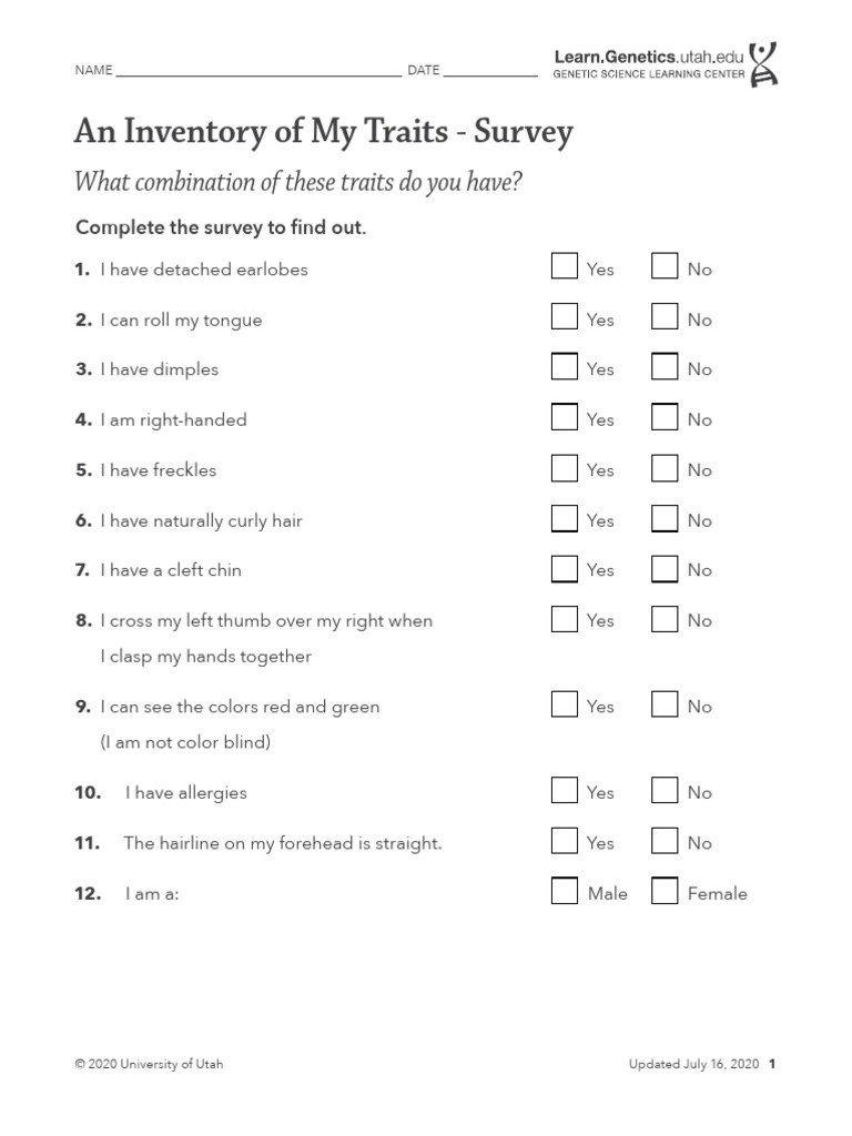 Julian Bellinger - An-Inventory-of-My-Traits - Student | PDF