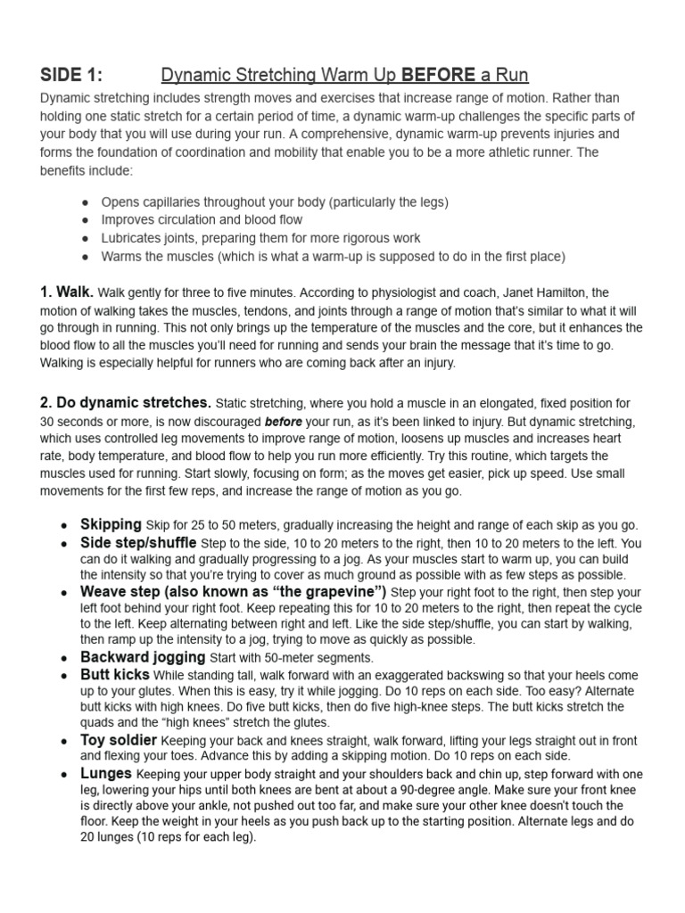 Article and Questions - Running Warm Ups and Cool Downs PDF | PDF ...