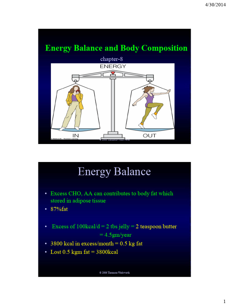 Chapter 8 Energy Balance and Body Composition PDF | PDF | Obesity | Body Mass Index
