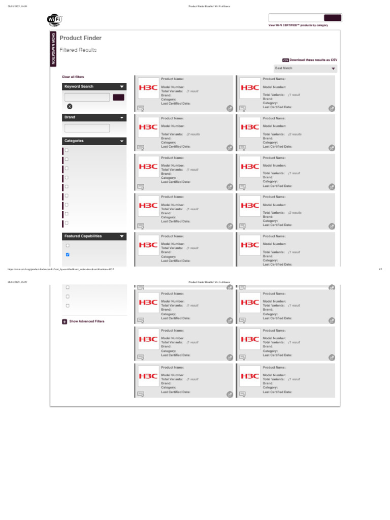 Product Finder Results - Wi-Fi Alliance - WiFi 7 - H3C | PDF | Wireless ...